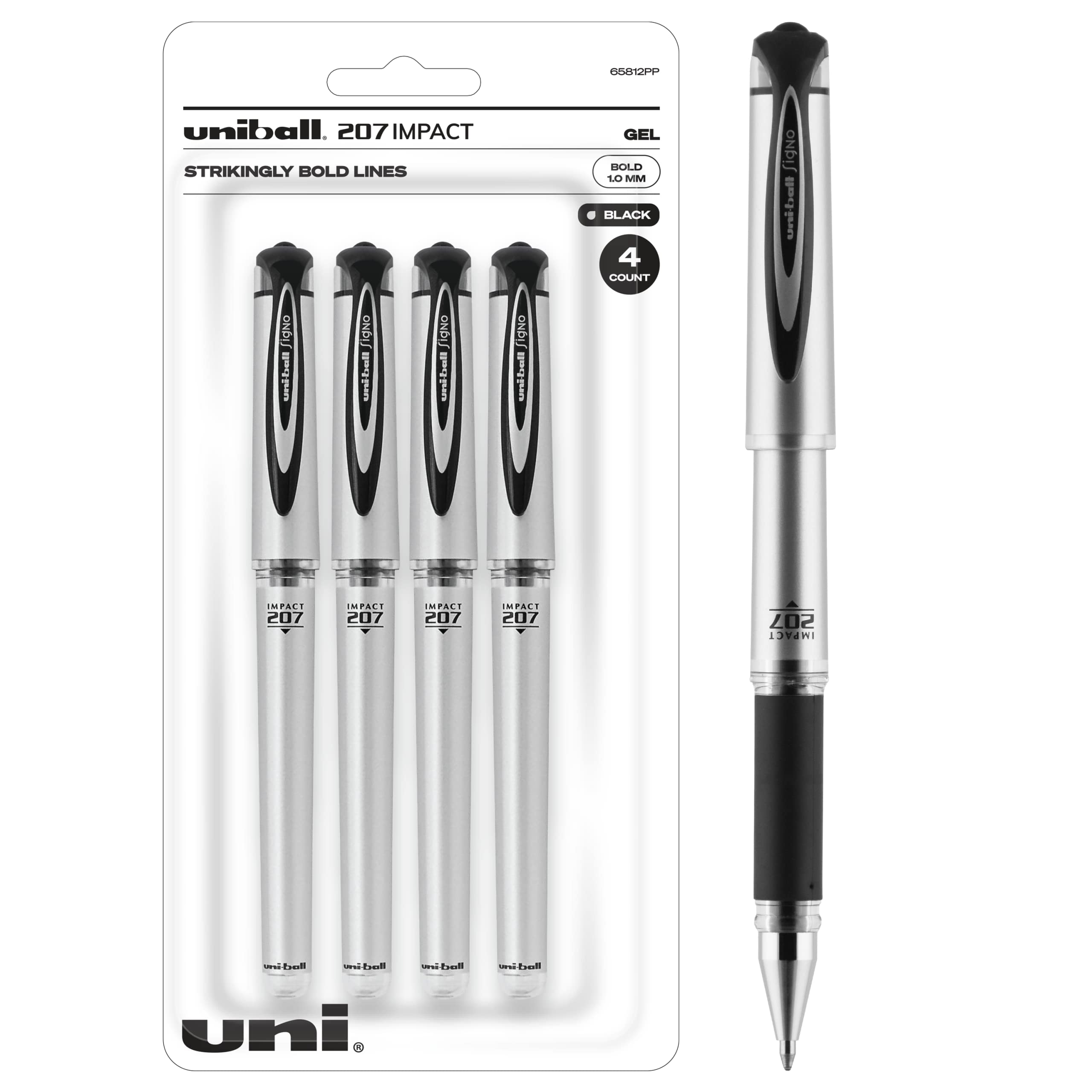 Mua uni-ball Signo 207 Impact Stick Gel Pen, 4 Black Pens, 1.0mm Bold ...