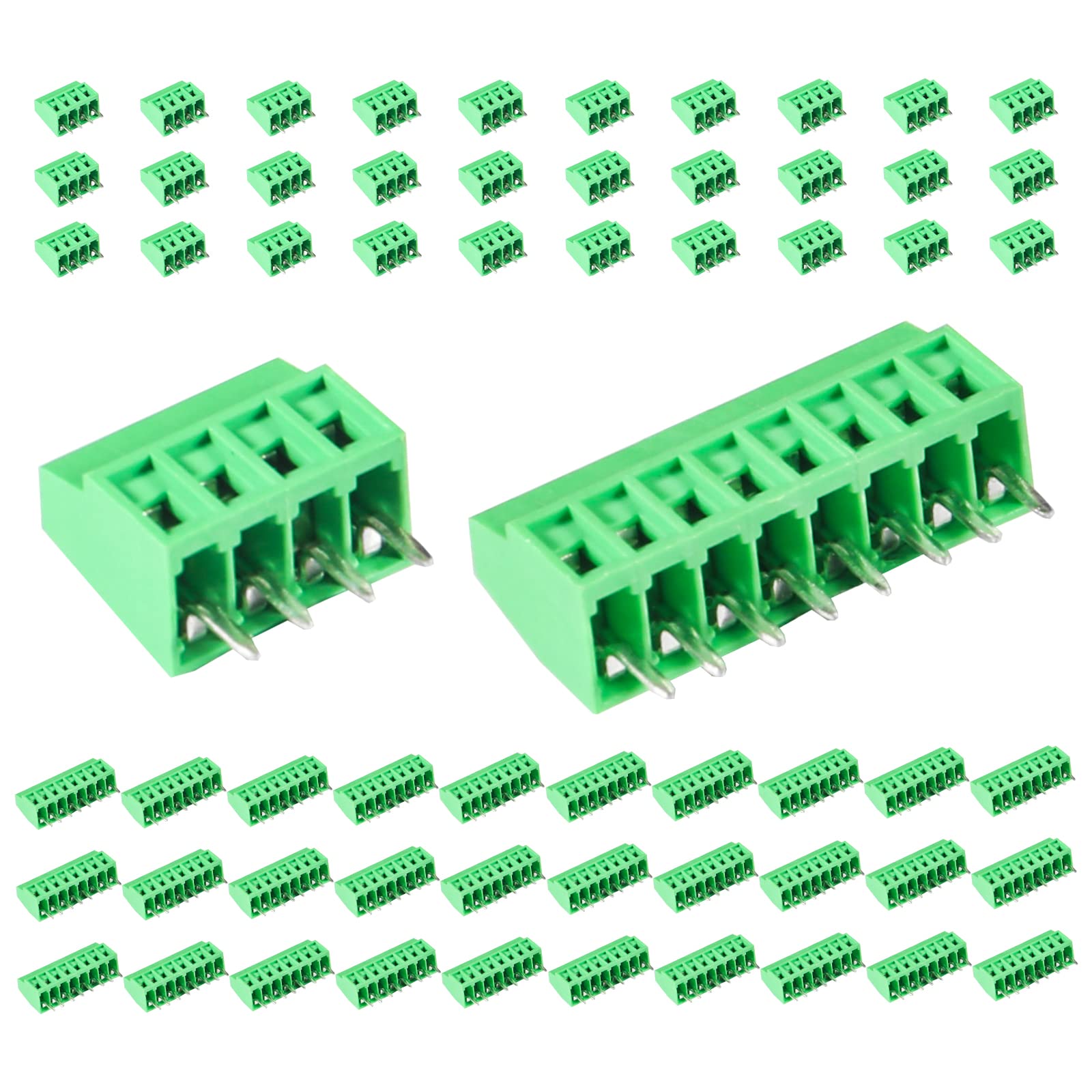 Alinan 60pcs Green 4-Pin & 8-Pin 2.54mm Pitch PCB Mount Screw Terminal ...