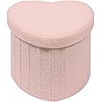 Amazon.com: B FSOBEIIALEO Storage Ottoman Cube, Heart Shaped Ottomans ...