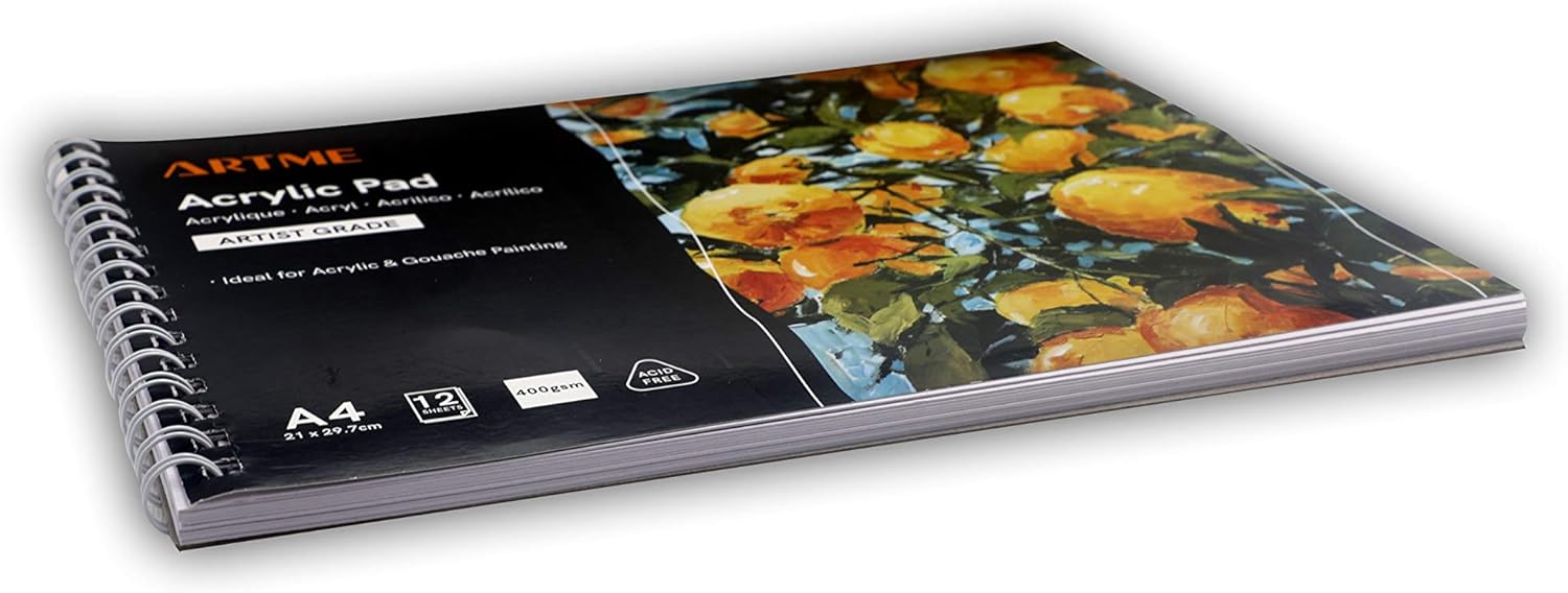 ARTME Acrylic Pad A4 x 12 Sheets/ 400gsm Extra Heavyweight/Cold Pressed ...