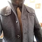 chouyatou Men's Gentle Layered Collar Single Breasted Quilted Lined ...