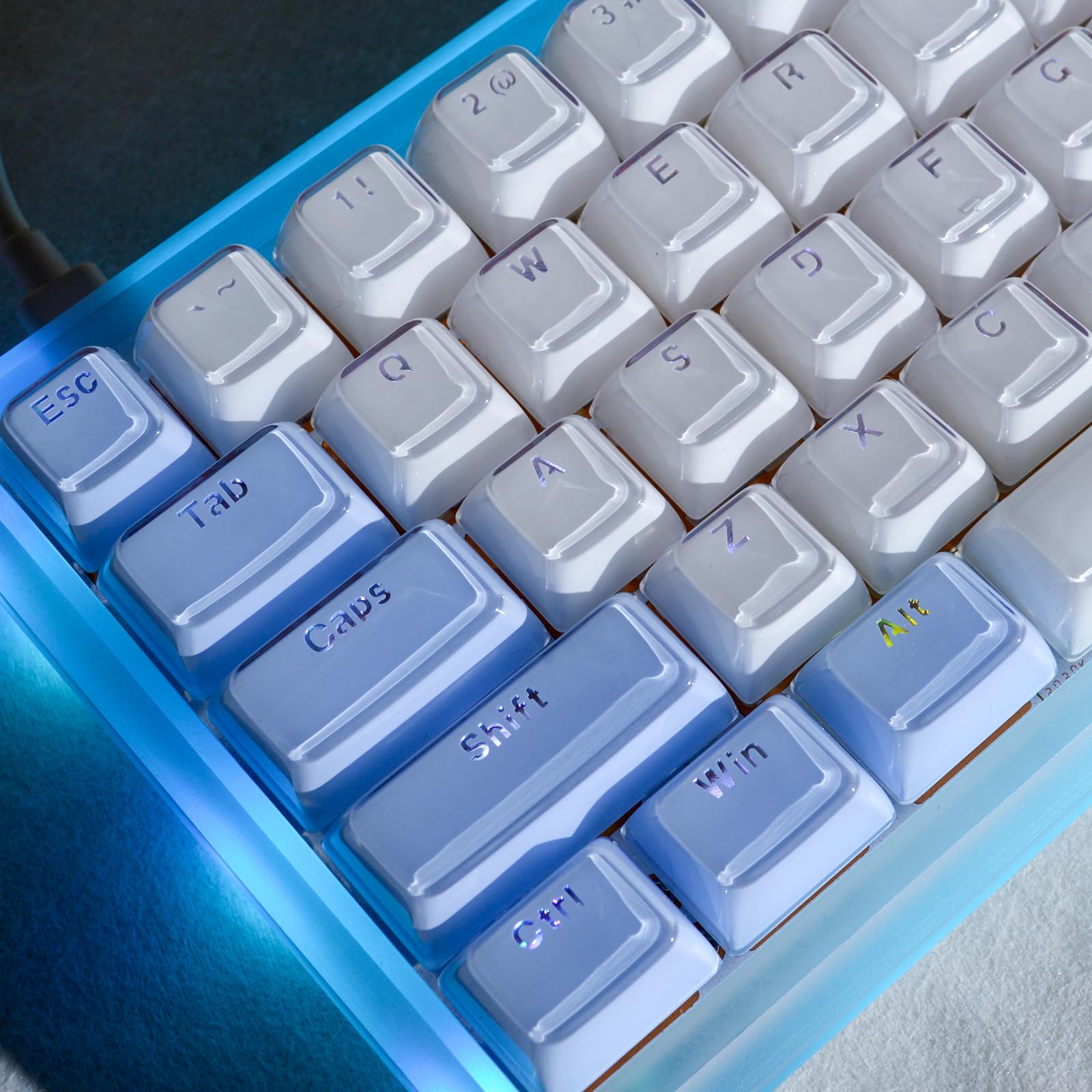 Mua White-Blue Jelly Keycaps,Cherry Profile Ice Crystal English Keycap ...