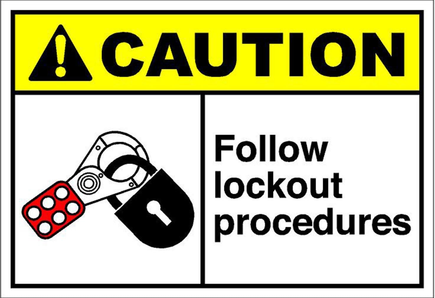 Amazon.com: Follow Lockout Procedures Caution OSHA / ANSI LABEL DECAL ...