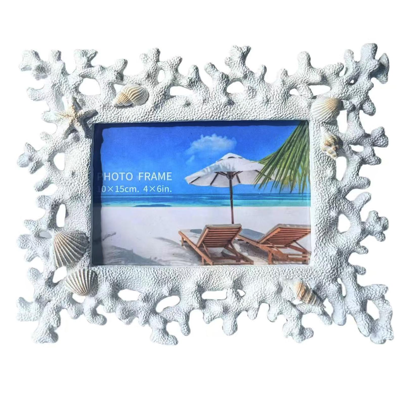 ZASEUCI Elegant White 4x6 Photo Frame - Elegant Resin Design with Coral ...