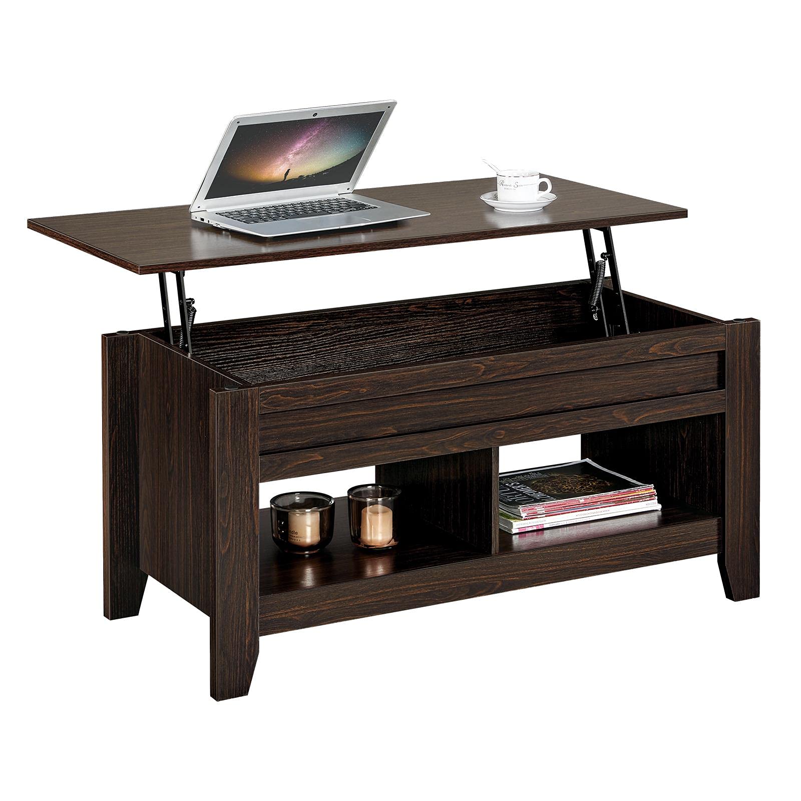 Yaheetech Lift Top Coffee Table with Hidden Storage Compartment ...