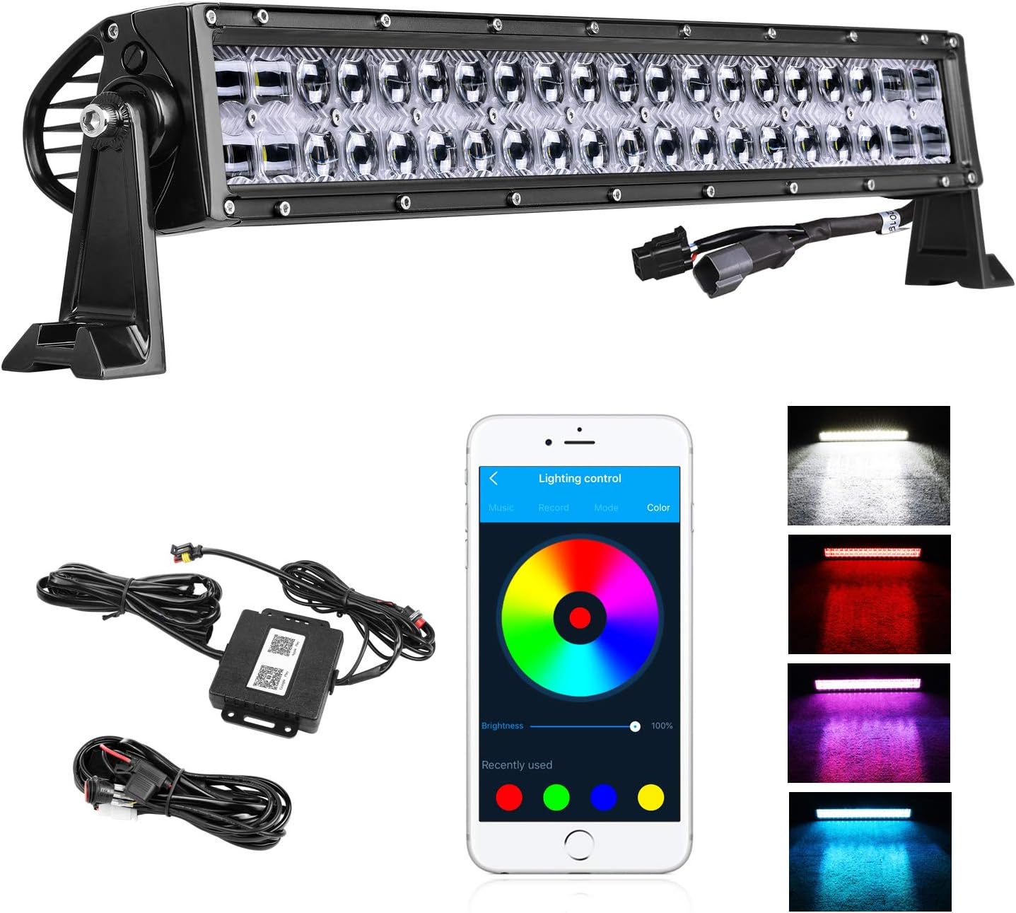 Amazon.com: 20 Inch LED Light Bar, DJI 4X4 5D 120W Cree RGB LED Work ...
