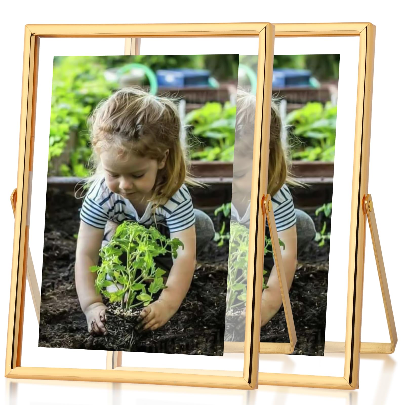 Fixwal Floating Picture Frame Set of 2, 5 x 7 Tempered Glass Frame for ...