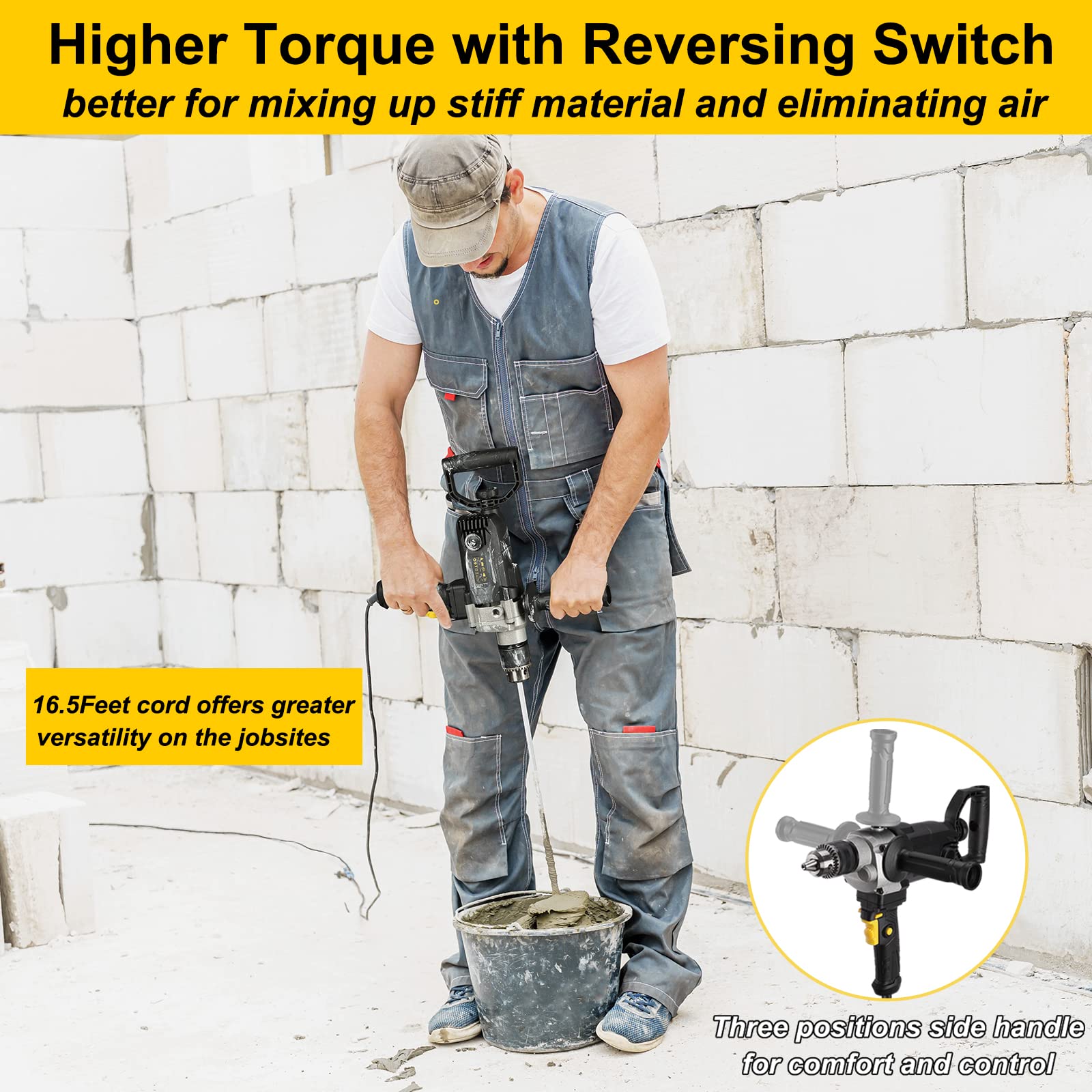 Mua 10-Amp Corded 5/8" Heavy Duty Drill Mixer Set, Mixing Drill Machine ...