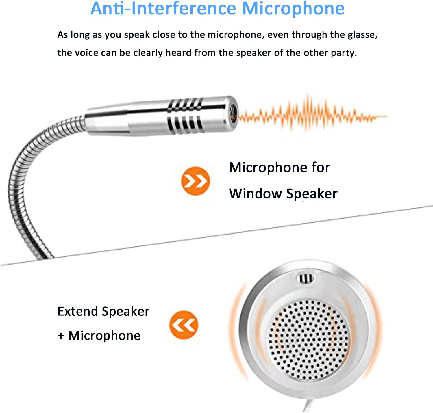 Window Intercom Speaker System Glass Microphone Counter Two-Way ...