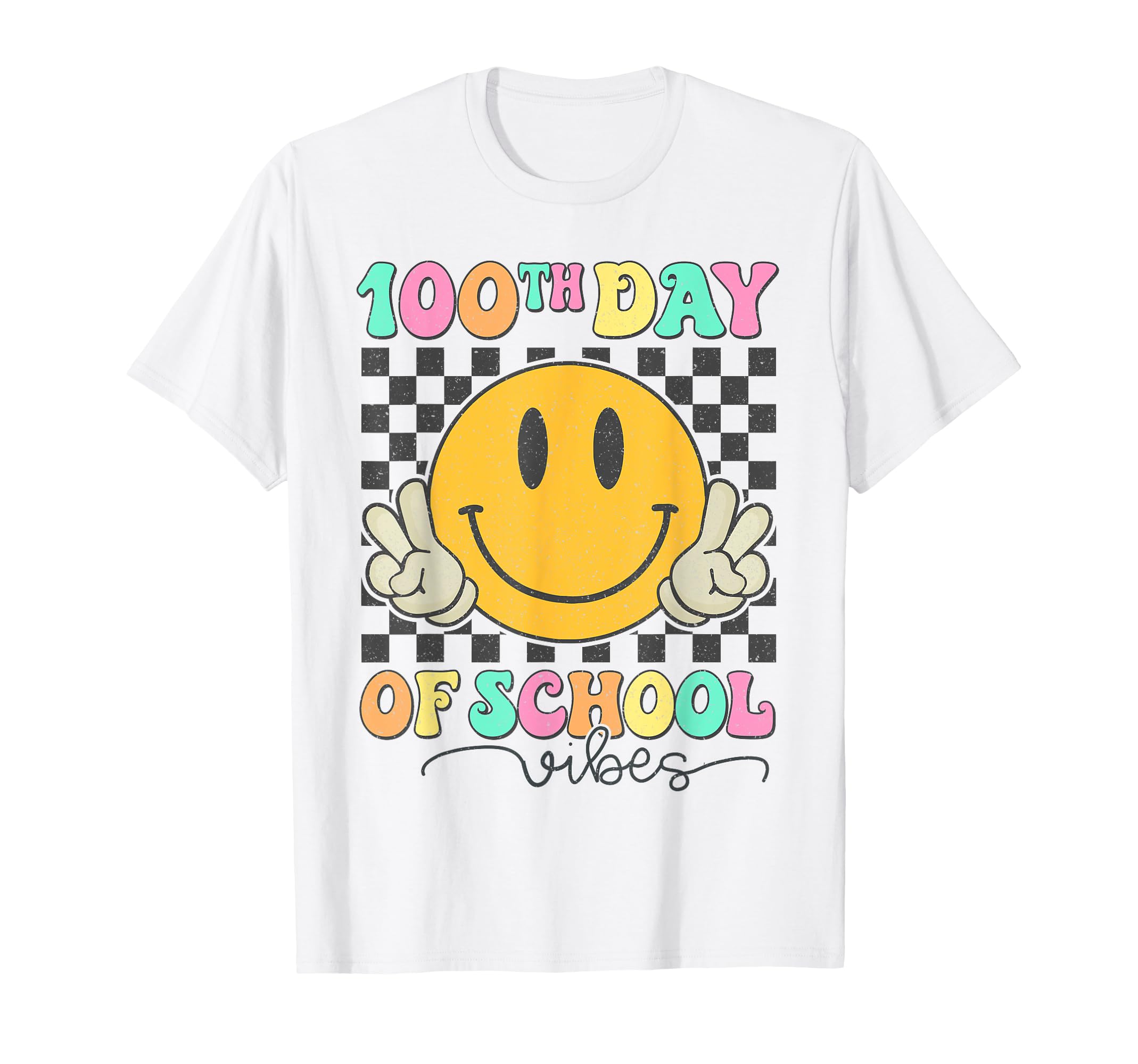 100th Day of School Vibes Cute Smile Face 100 Days of School T-Shirt ...