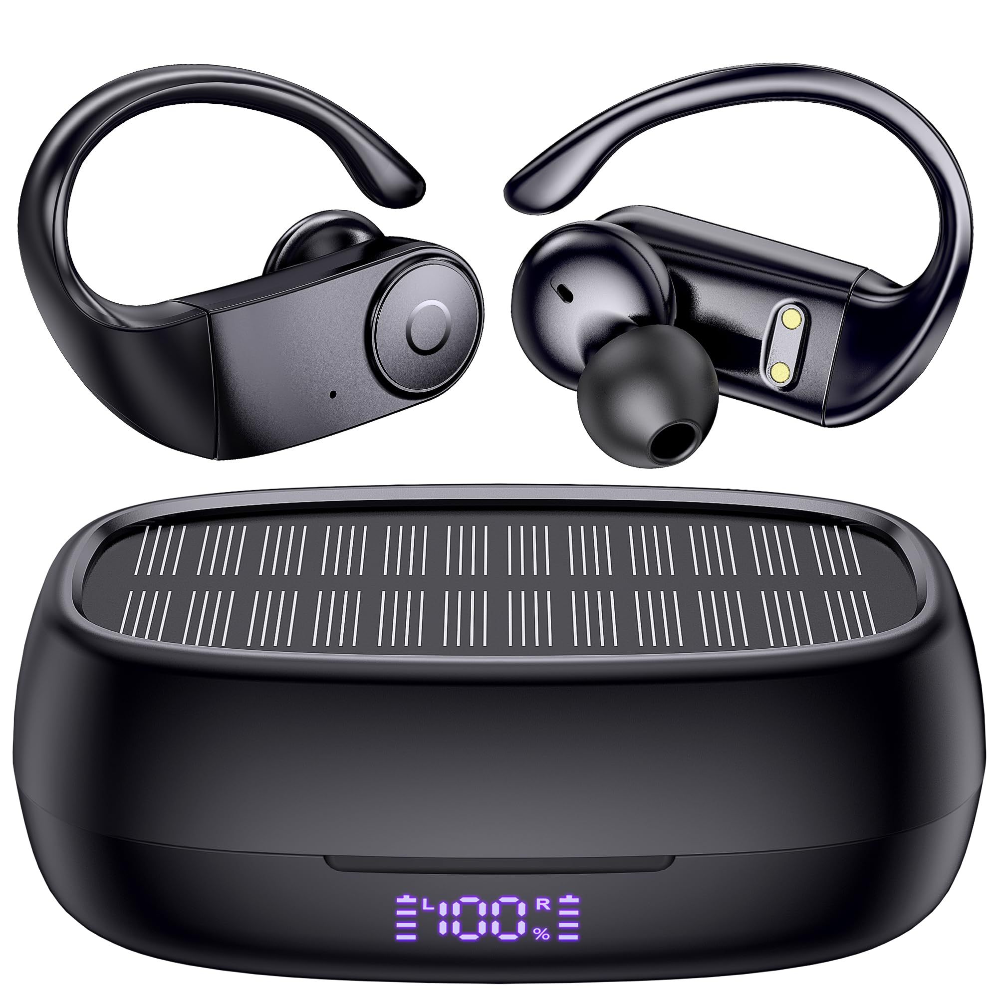 Wireless Earbuds Bluetooth Headphones with Earhooks, Solar Charging ...