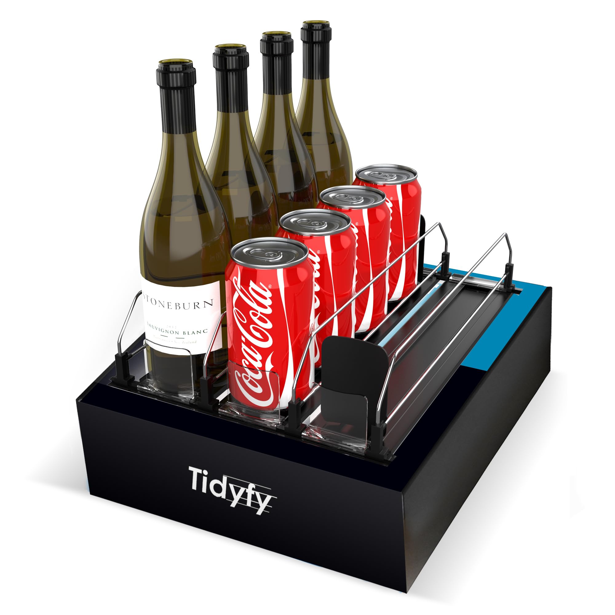 Tidyfy Assembled Drink Organizer for Fridge | Spring Loaded Fridge ...