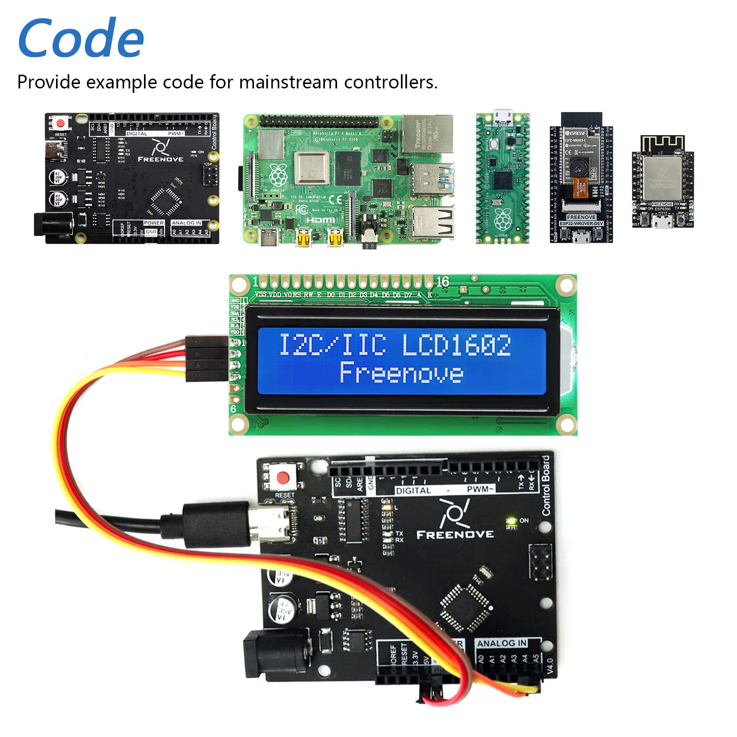 Mua FREENOVE I2C LCD 1602 Module, New Type IIC TWI Serial 16x2 Display ...