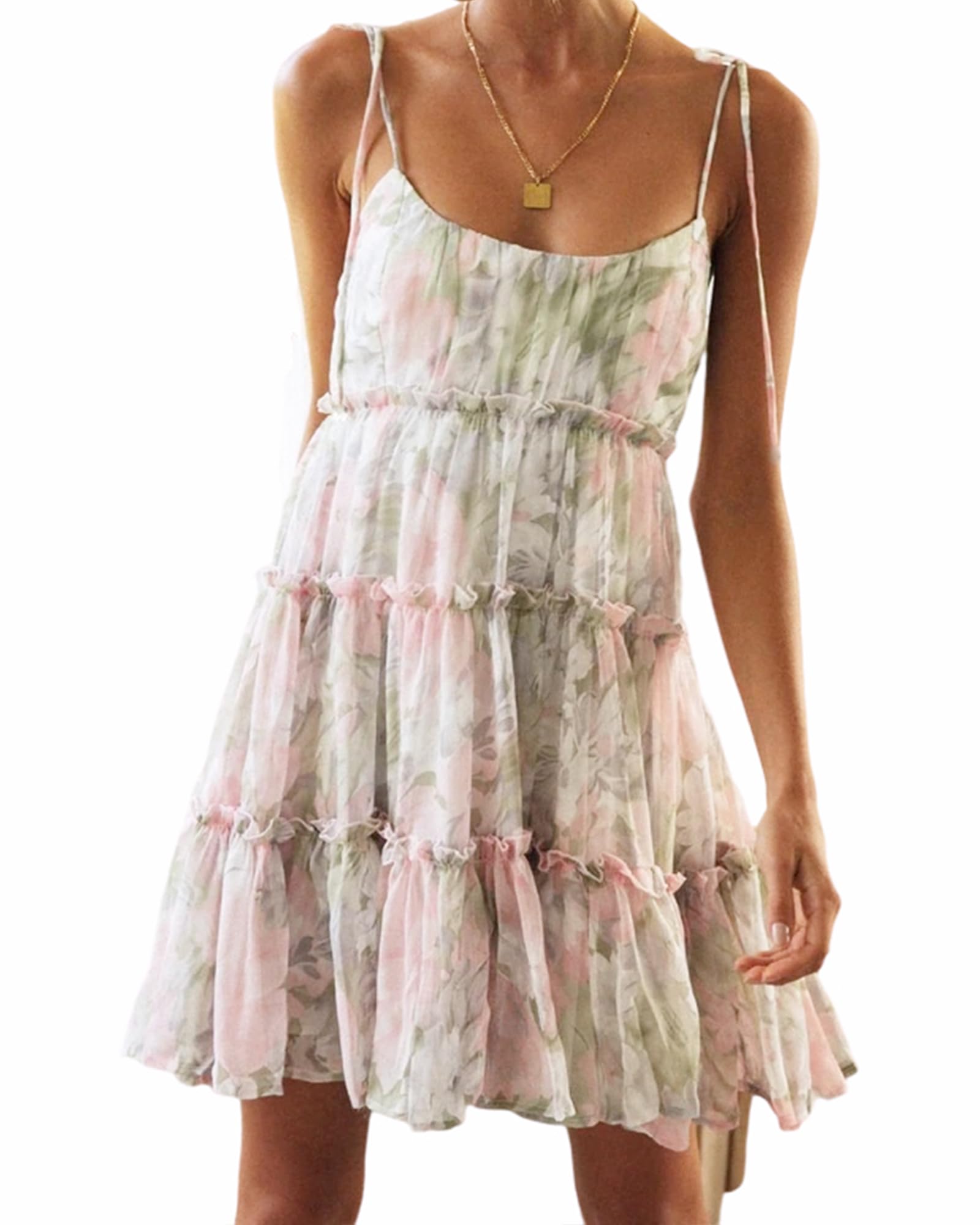 AELSON Sundresses for Women 2024 Floral Summer Dress Boho Flowy Cute ...