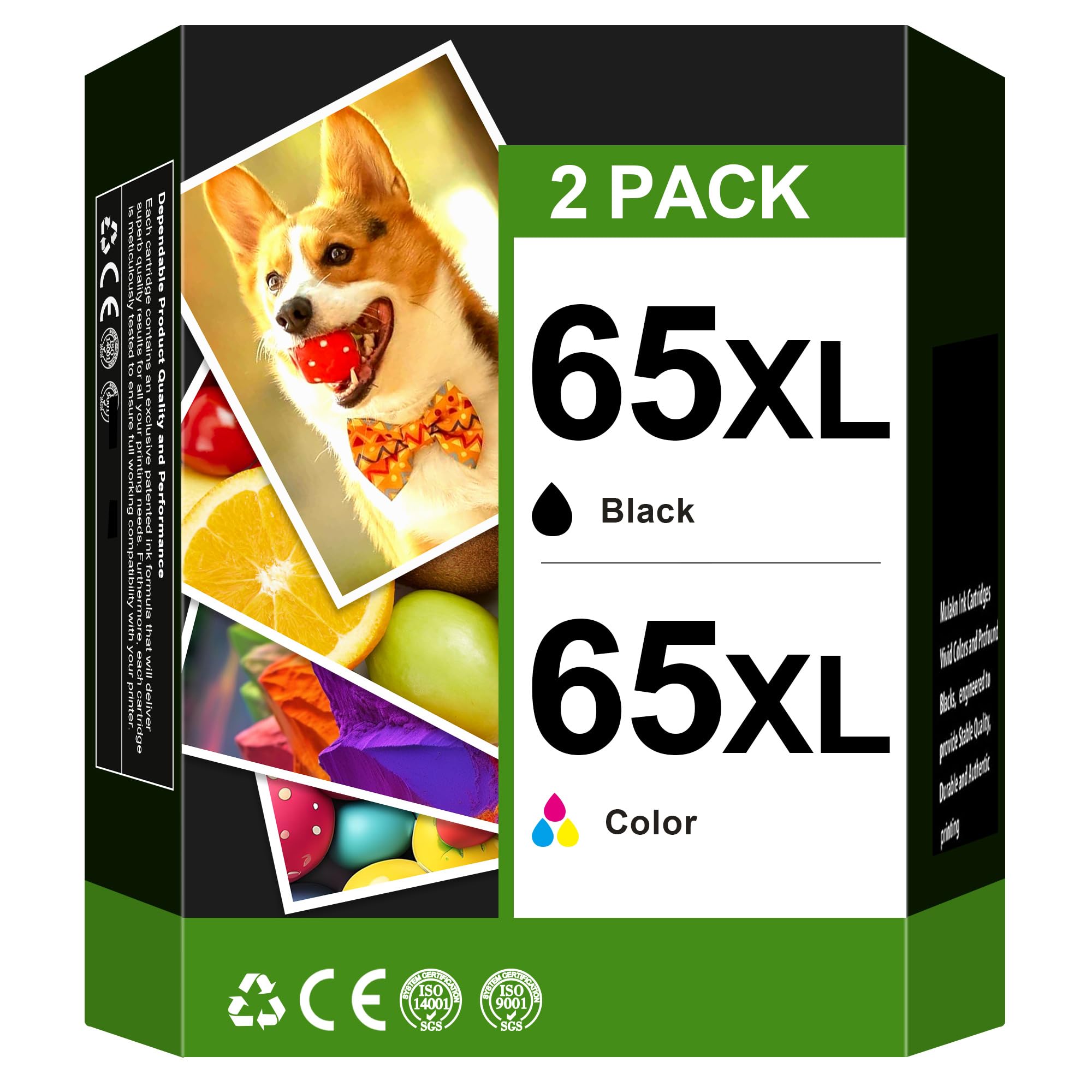 65XL 65 Ink Cartridges Black/Color Combo Pack for HP Ink 65 65 XL High ...