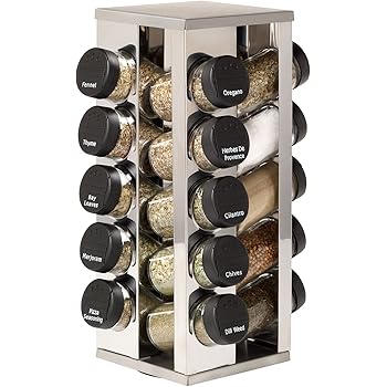 Amazon.com: Kamenstein 20 Jar Stainless Steel Rotating Spice Rack ...