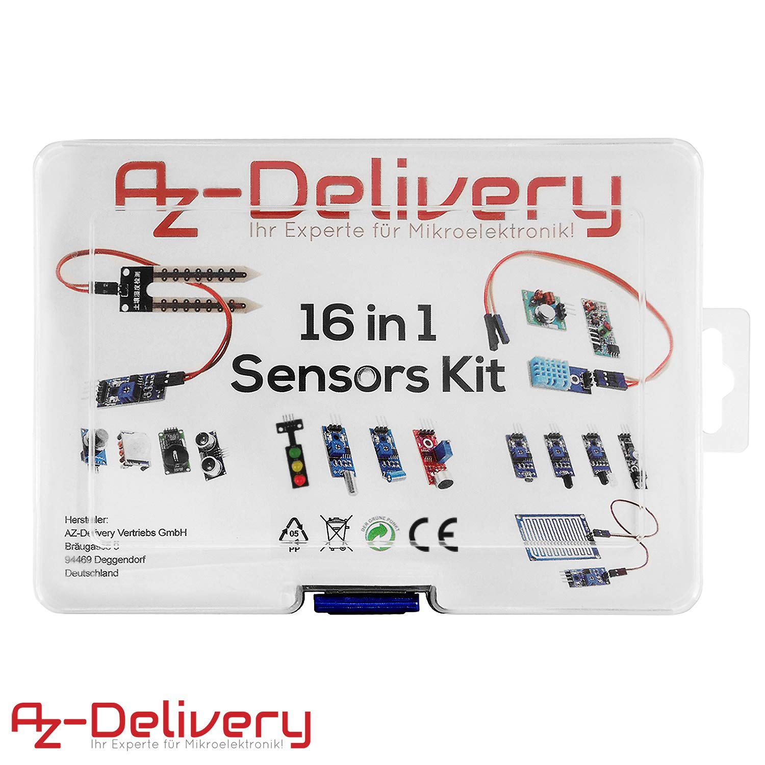 AZDelivery 5 x 16 in 1 Sensor Modules and Accessories Kit for Arduino ...