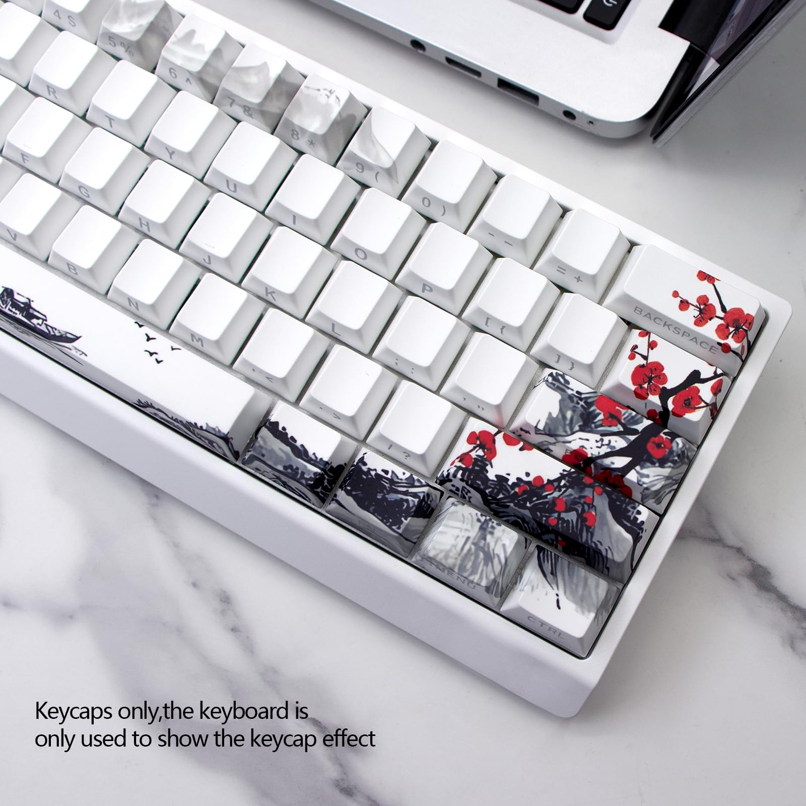 Mua Plum Blossom Theme White Keycap,PBT Side Printed Translucent ...