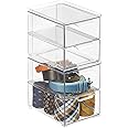mDesign Stackable Storage Containers Box with 2 Pull-Out Drawers ...
