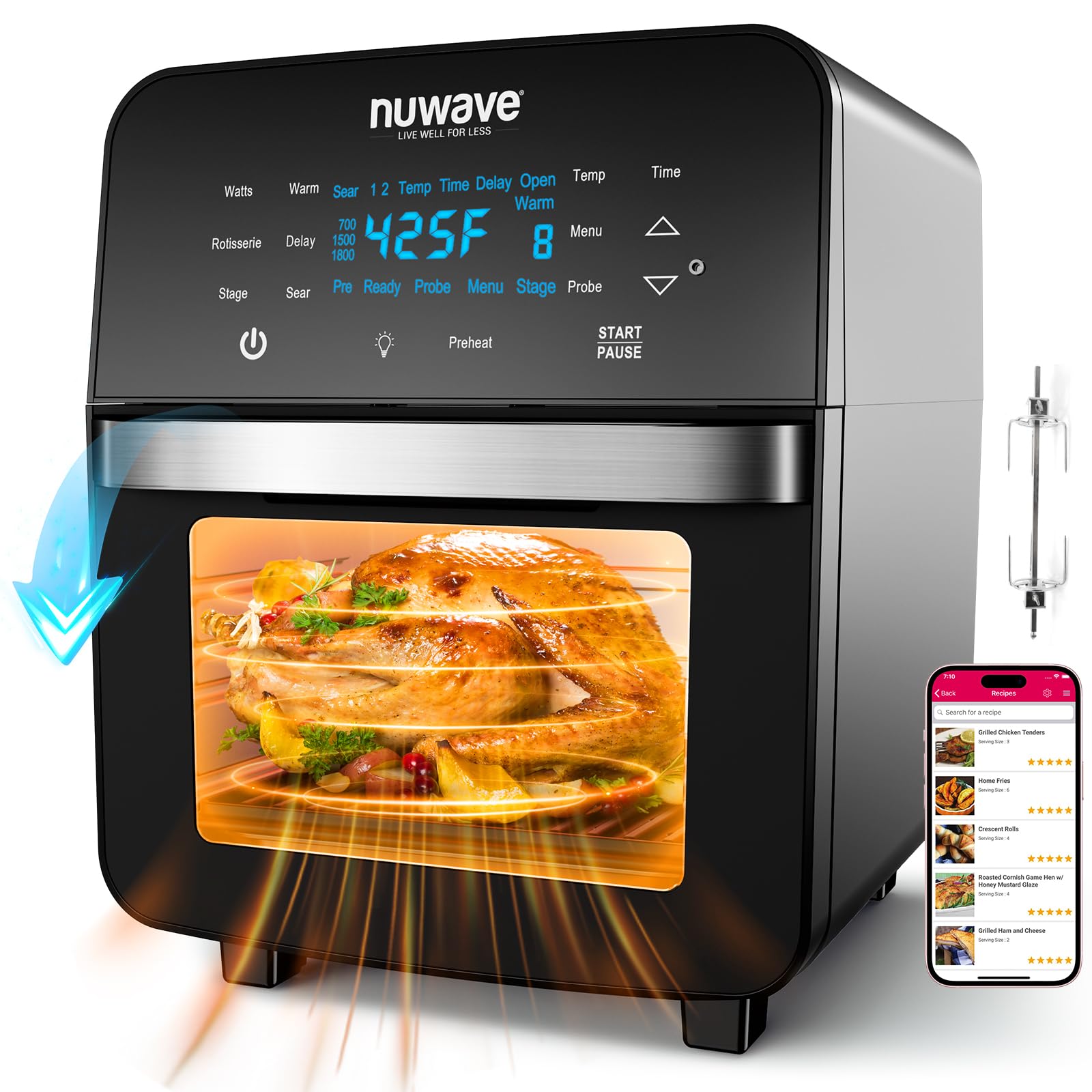 Mua Nuwave Brio 15.5Qt Air Fryer Toaster Oven & Rotisserie Kit, 2024 ...