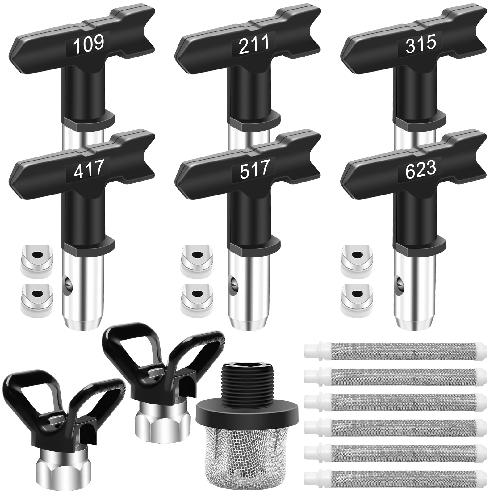 Coitak 15 Pieces Airless Paint Sprayer Tips Set, 6 Reversible Spray ...
