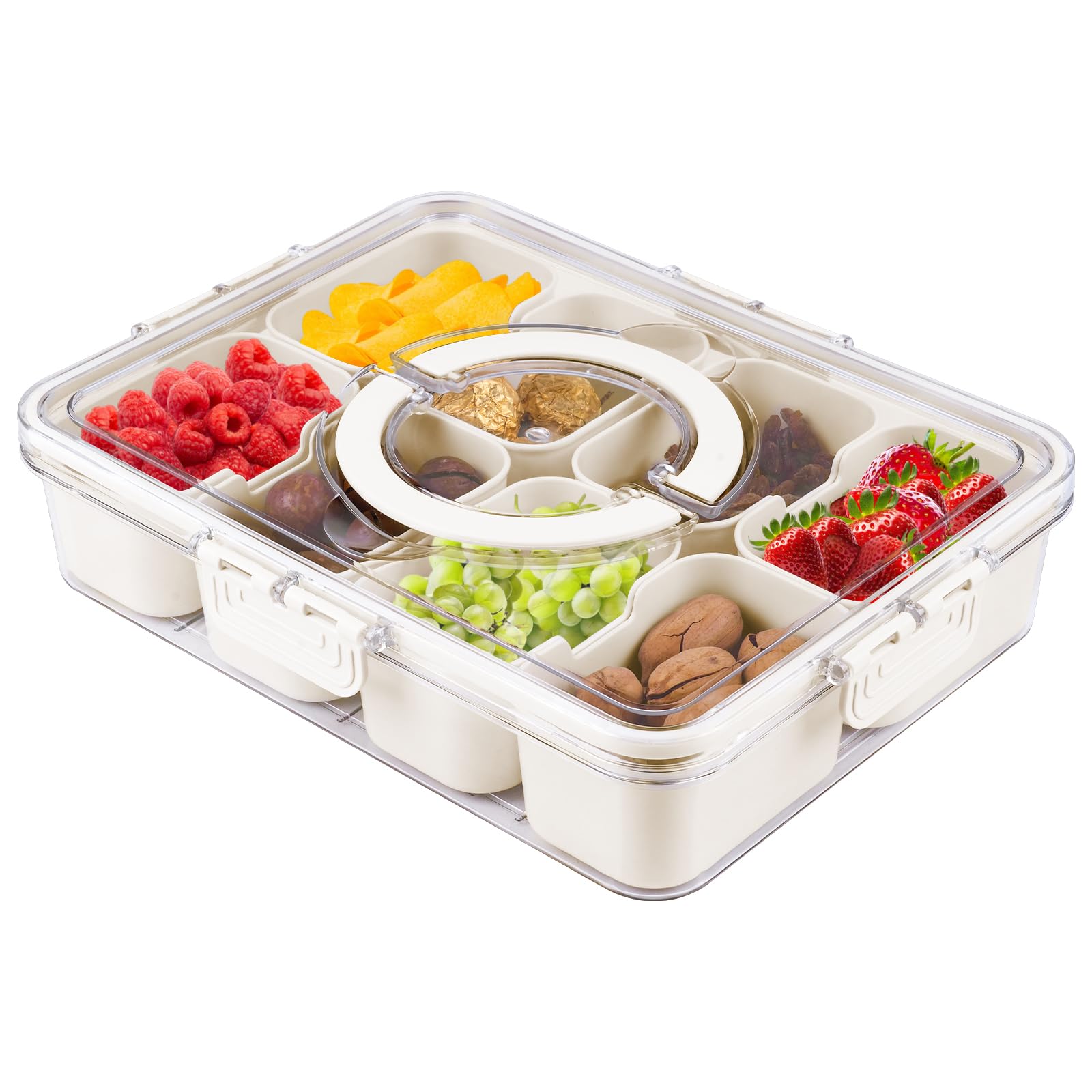 Divided Serving Tray with Lid & Handle - Snackle Box Container ...