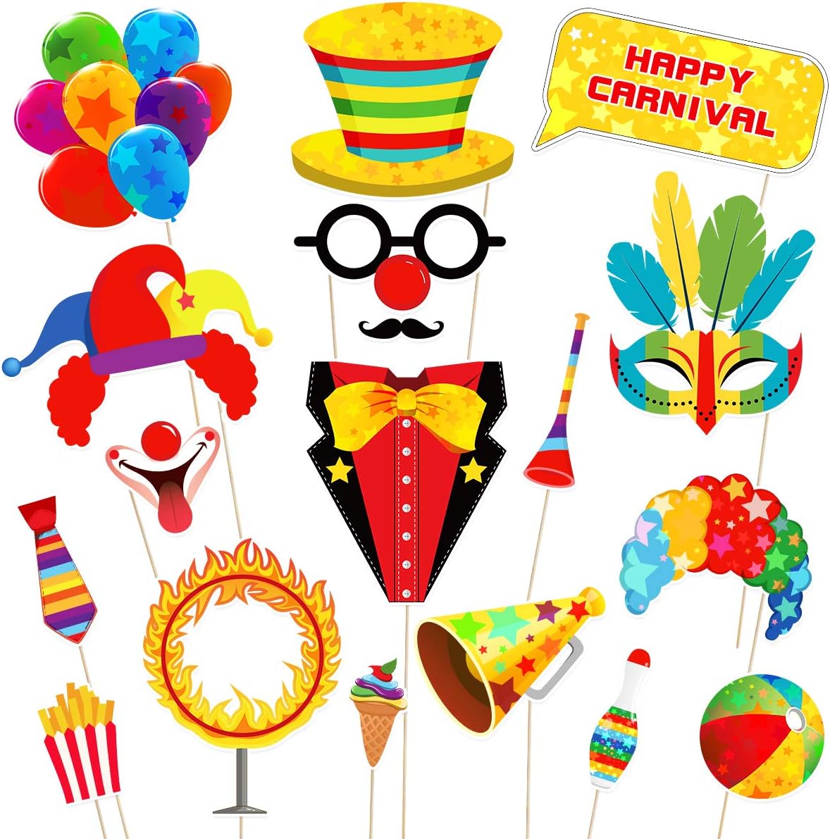 BESTOYARD Carnival Photo Booth Props Amusement Park Theme Party Photo ...