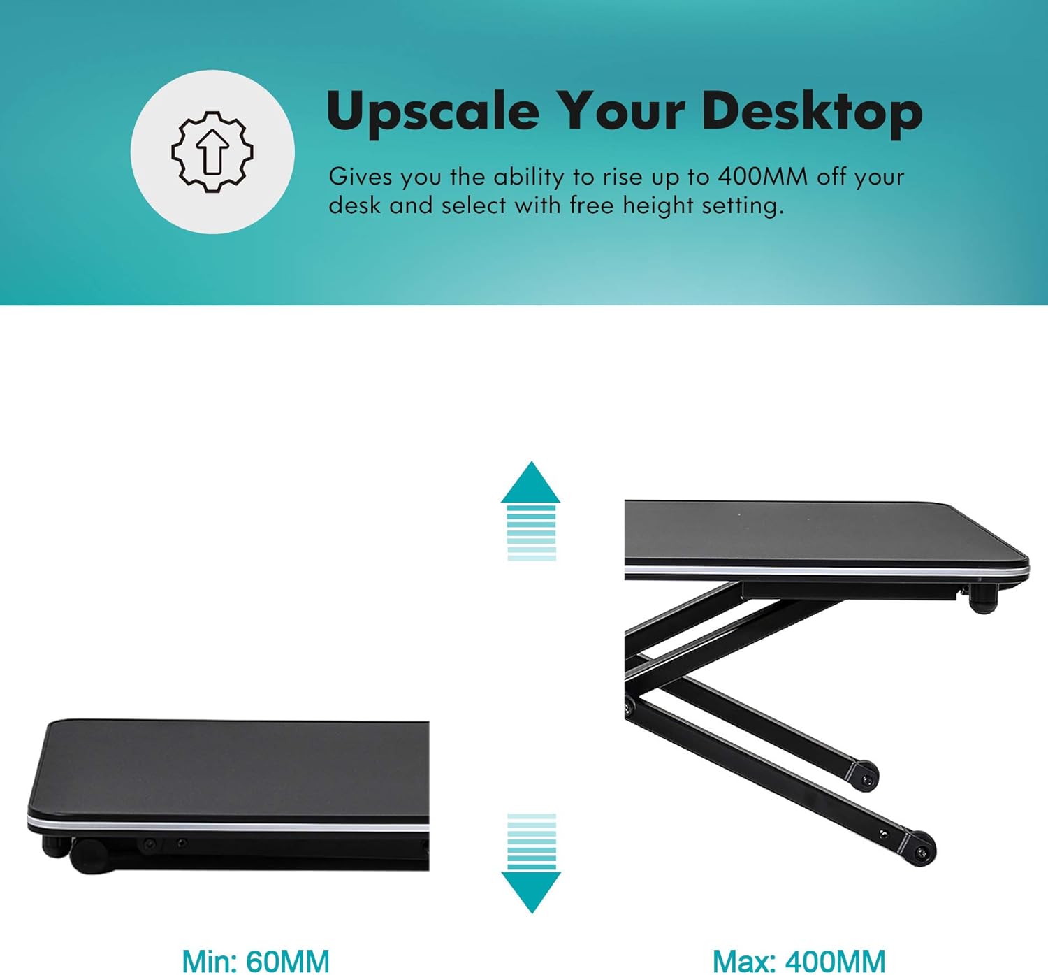 Fenge Standing Desk Converter 26”/65.3cm Black Height adjustable with ...