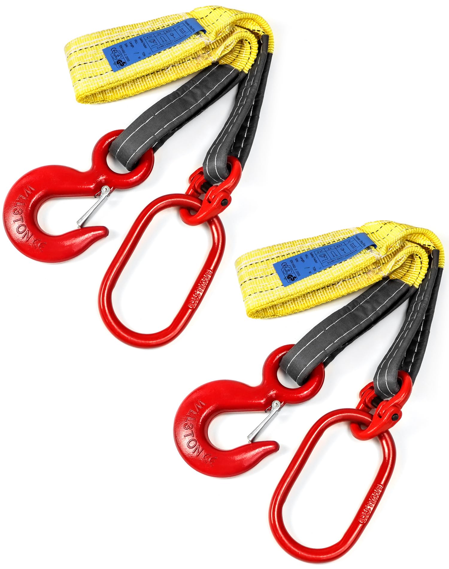 QWORK Lifting Slings Web Sling, 3.3 Ft Heavy Duty Single Leg Wire Rope ...
