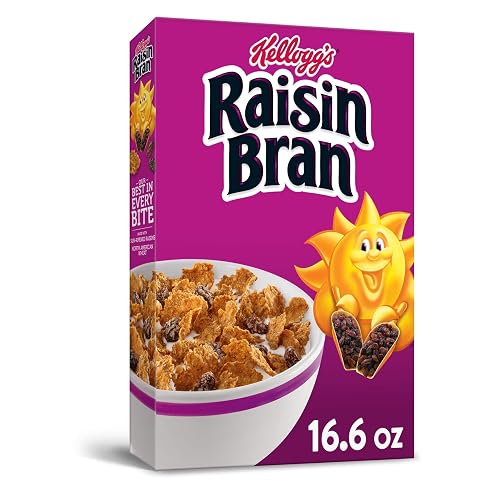 Kellogg's Raisin Bran Breakfast Cereal, Family Breakfast, Fiber Cereal ...