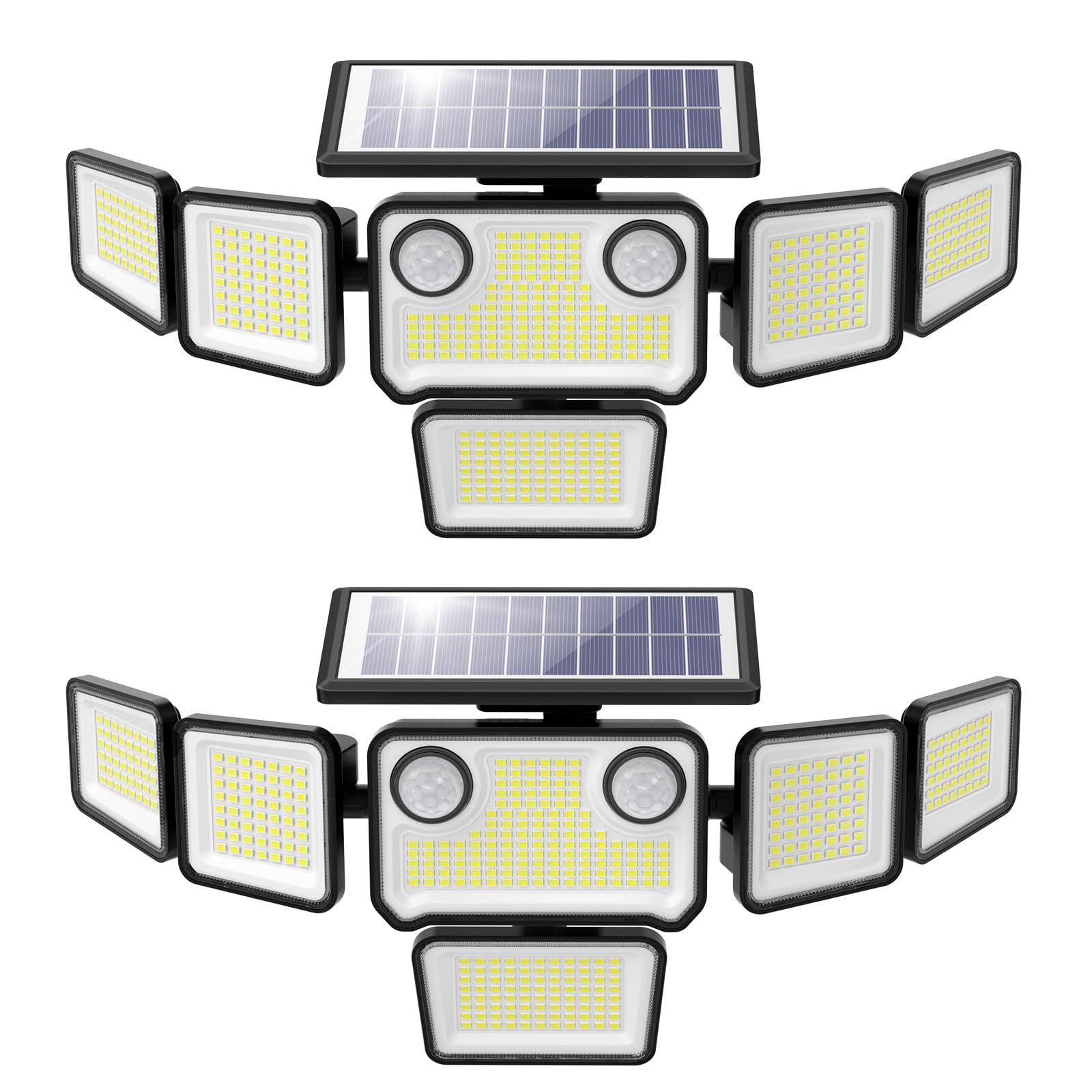 omibee Dual Motion Sensor Solar Lights Outdoor, 3000LM Solar Flood Lights 6 Adjustable Heads ...
