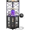 Amazon.com: Aheaplus Corner Bar Cabinet with Power Outlet, Industrial ...
