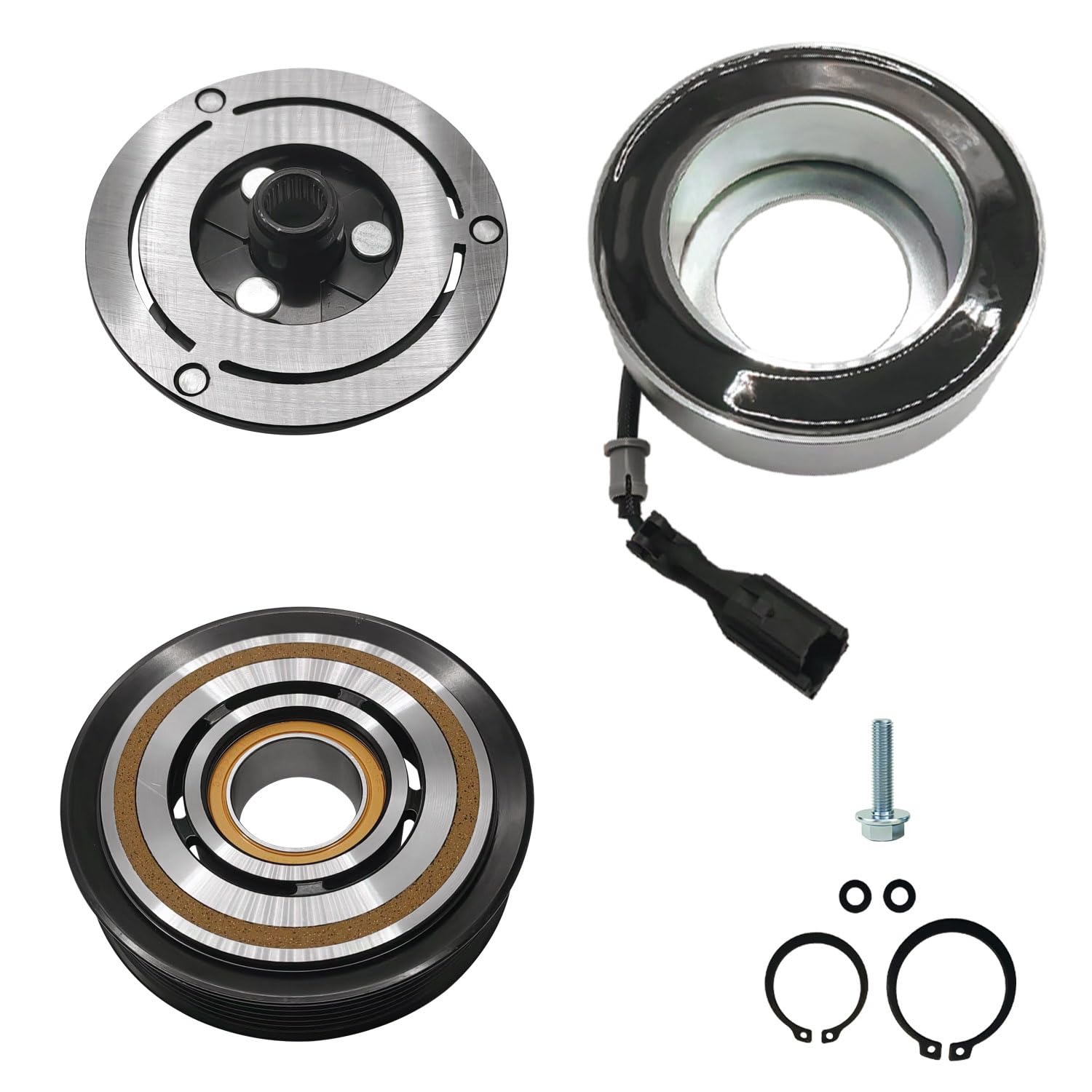 A/C Compressor Clutch Assembly Kit Plate Pulley Bearing Coil 1370 ...