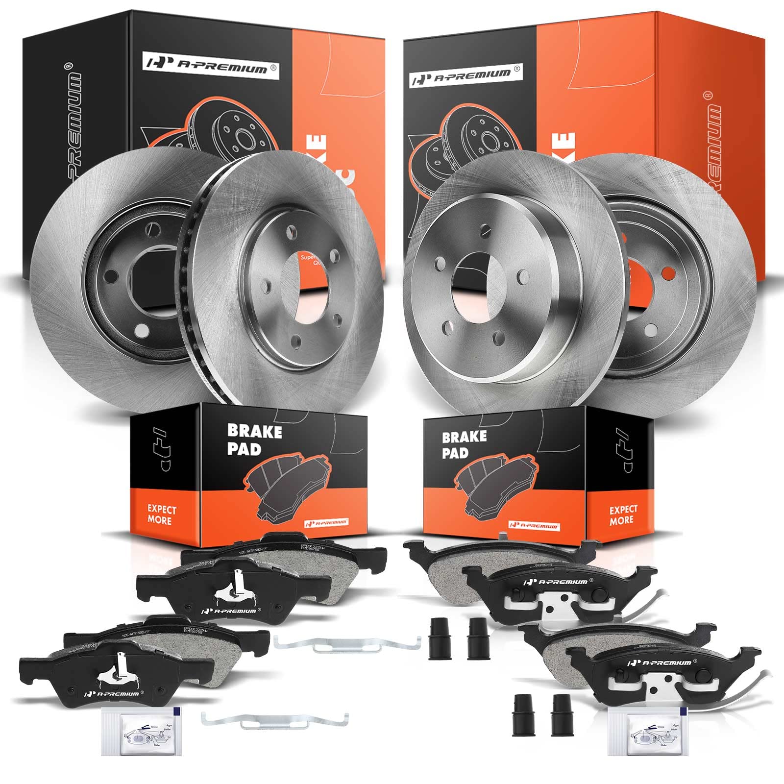 A-Premium Front Vented & Rear Solid Disc Brake Rotors + Ceramic Pads ...