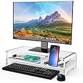 AboveTEK Premium Acrylic Monitor Stand, Large Size Monitor Riser/Clear ...