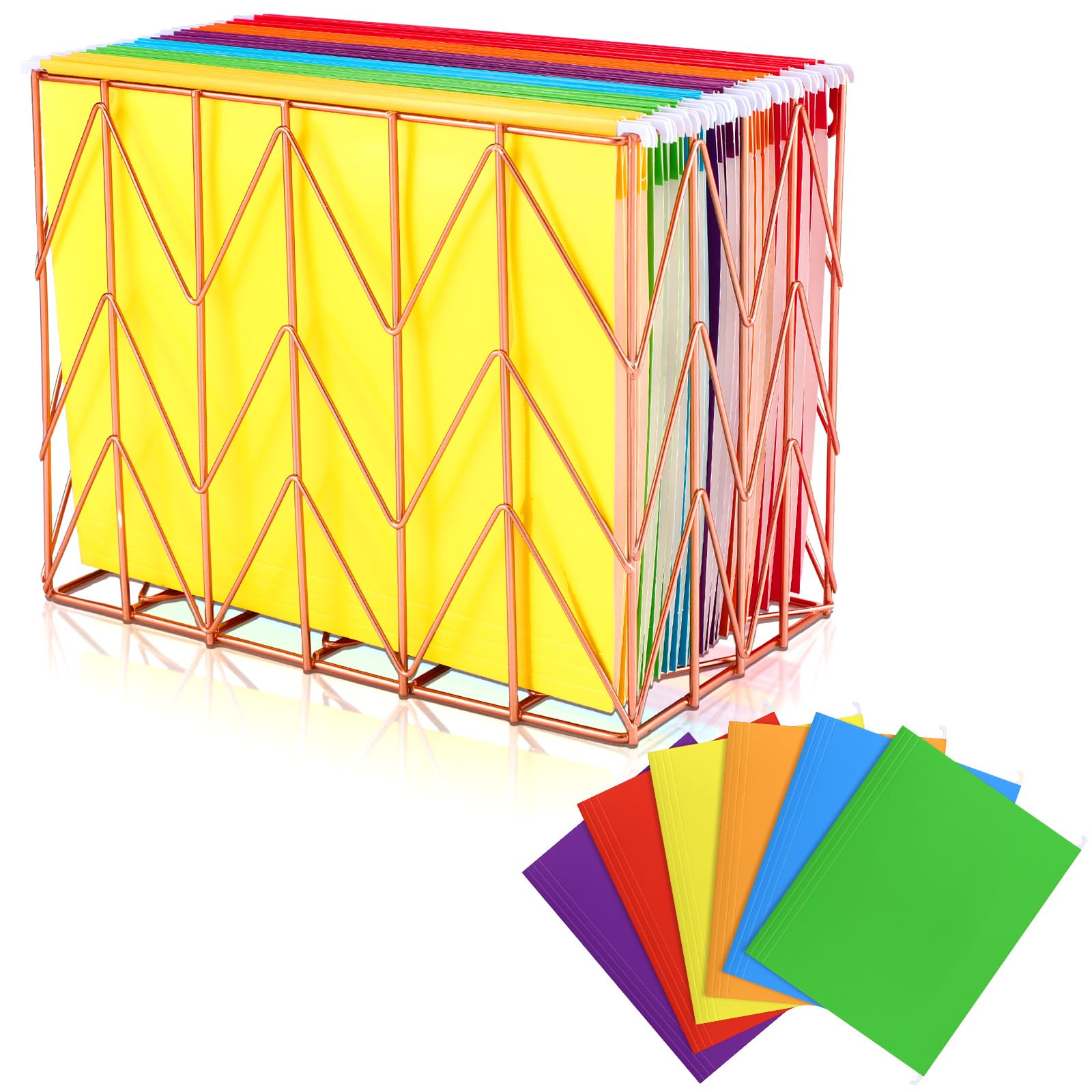 Lincia Hanging File Folder Kit, Include 1 Rose Gold Metal File Holder ...