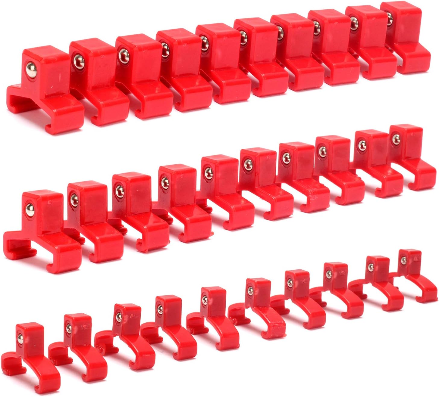 CASOMAN 30-Piece Socket Clip Set, 1/2-inch, 3/8-inch,1/4-inch Red ...