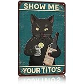 Amazon.com : CrazySign Show Me Your Tito's Bar Sign Funny Black Cat ...