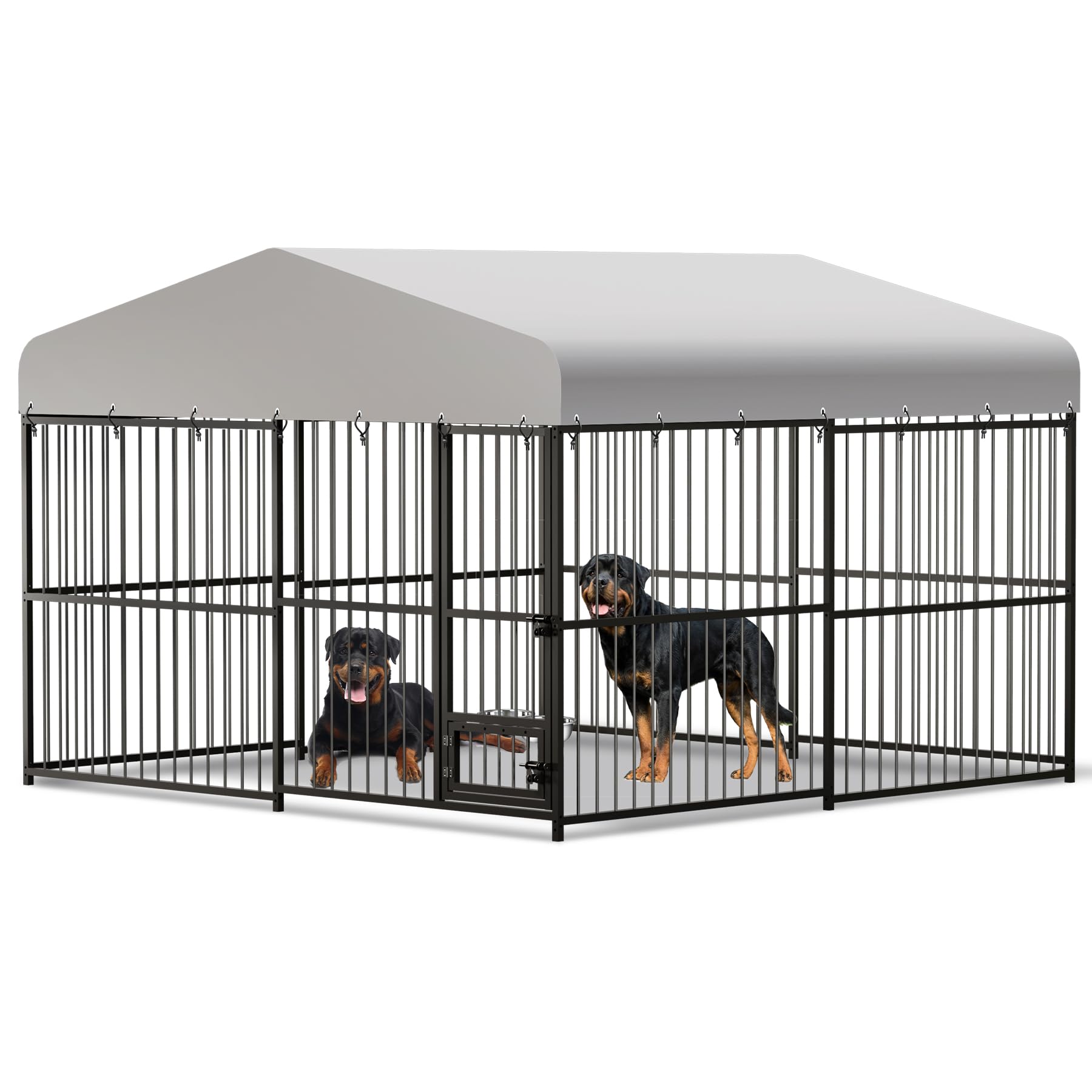 MilleLoom Dog Kennel Outdoor, Outdoor Dog House with 2 Stainless Steel ...