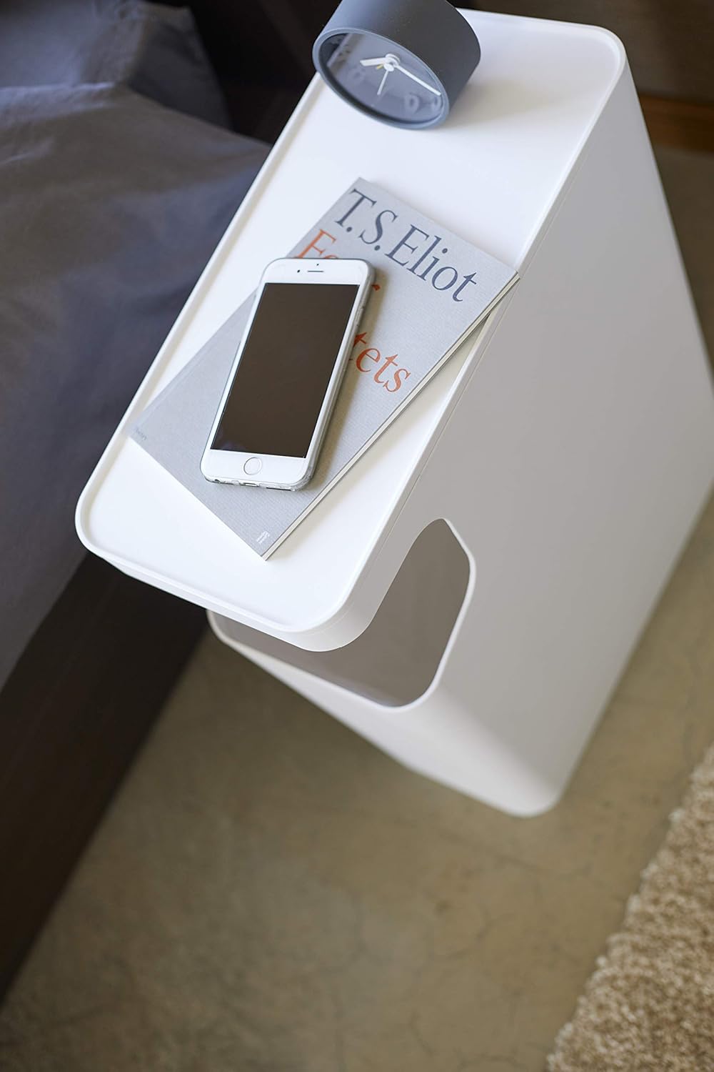 YAMAZAKI home Tower Side table and Trash can White, ABS Resin – BigaMart