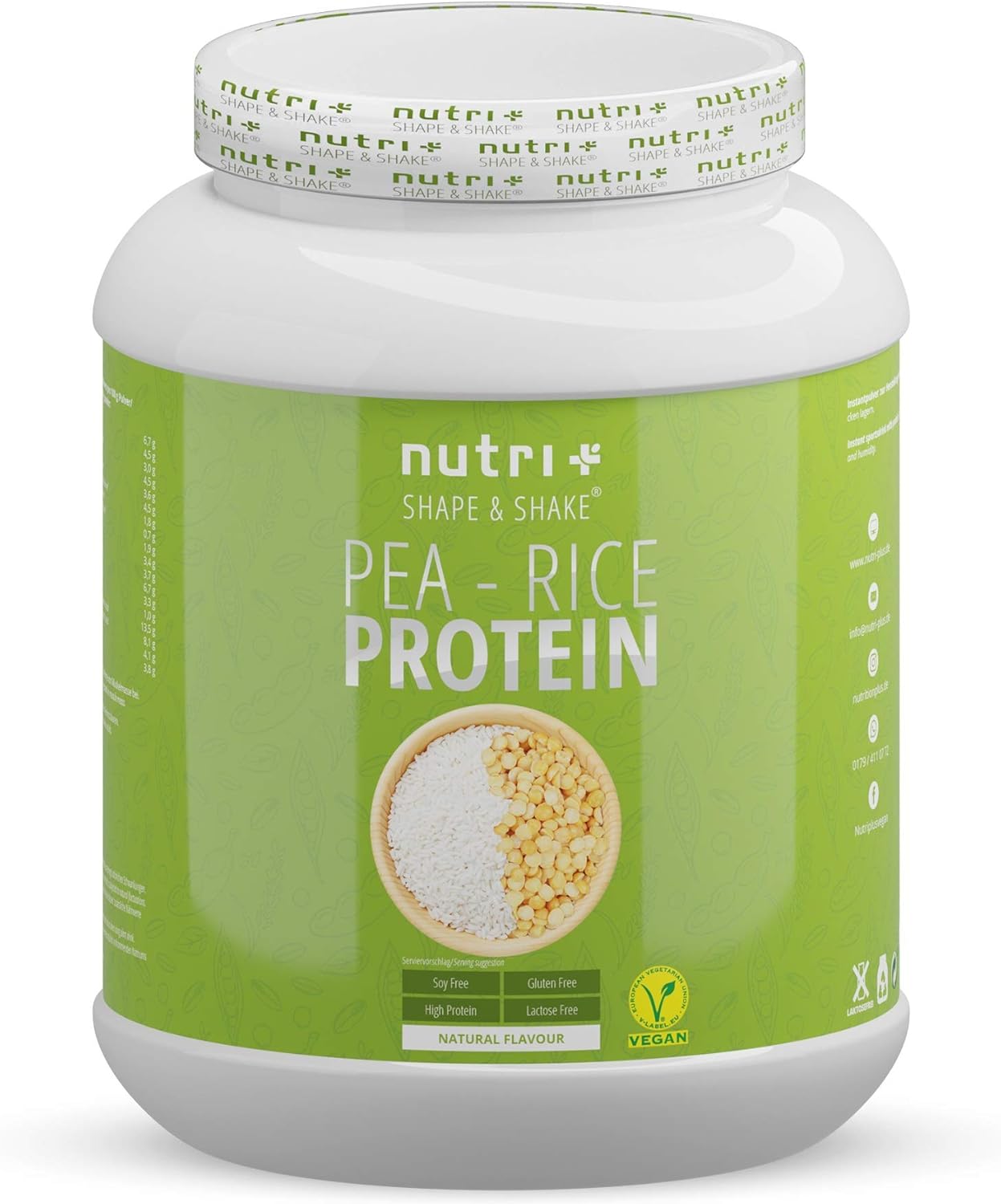 Nutri-Plus pea rice protein, vegan protein powder without soya, gluten ...