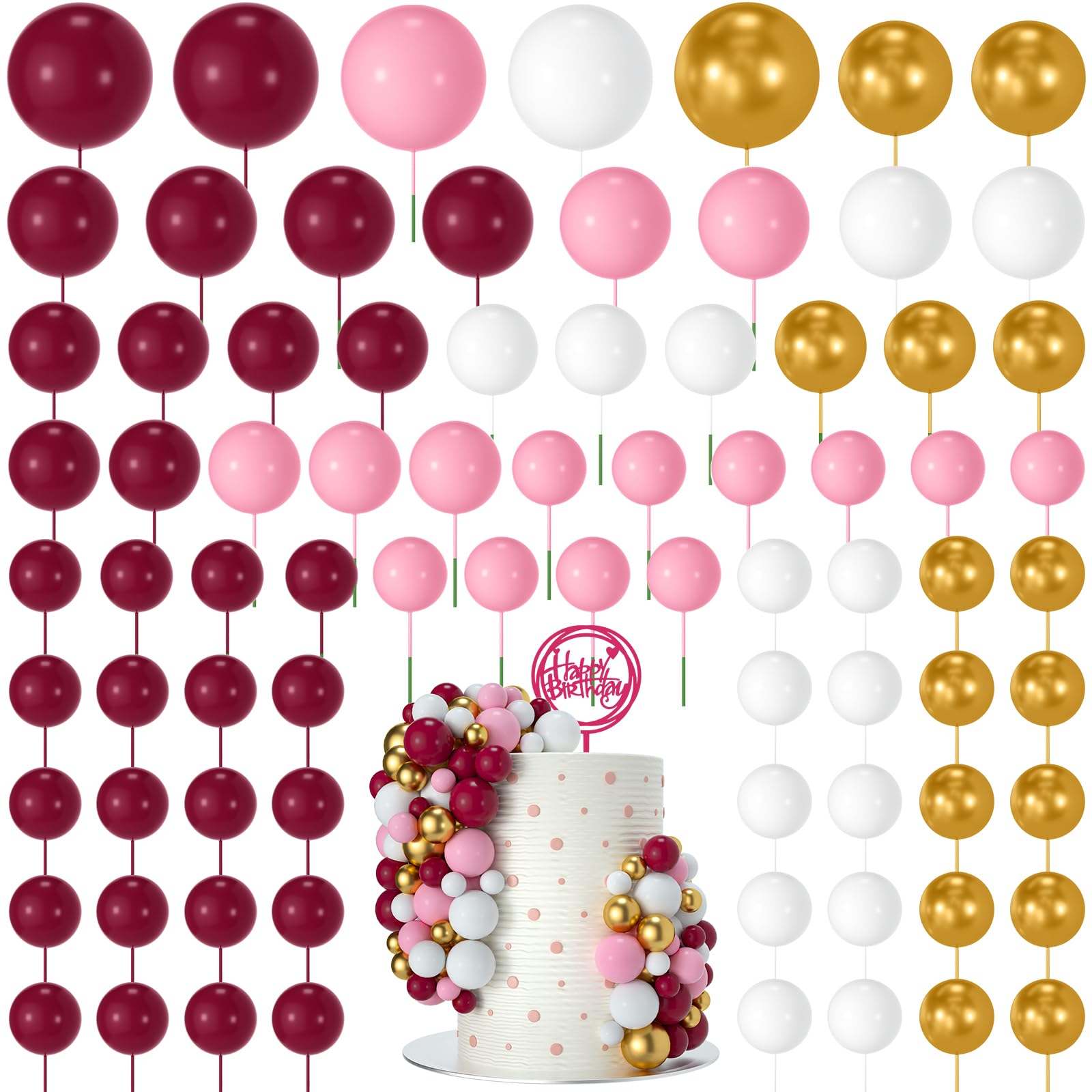 NACHLYNN 80 Pcs Cake Balls Decorations Mini Balloon Cake Topper Balls ...
