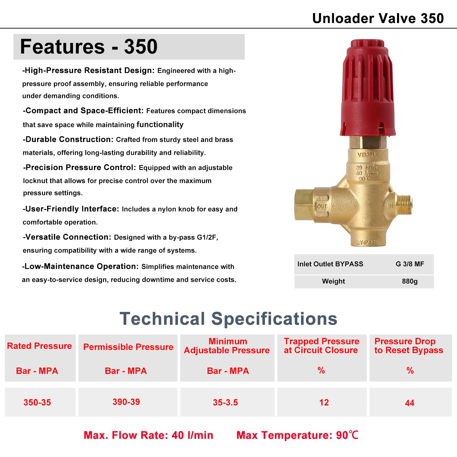 Mua Upgraded 350 Unloader Valve Pressure Washer Pump with knob ...