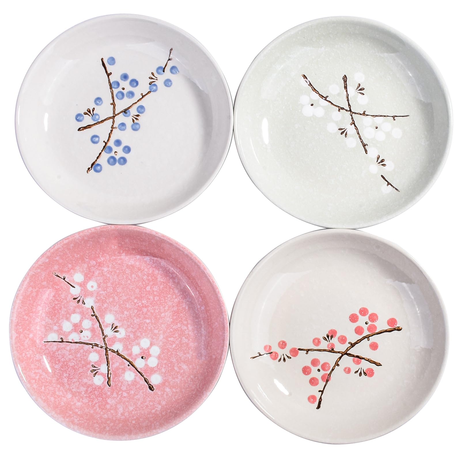 Set of 4 Japanese-Style Ceramic Plates – 7 Inch Asian-Inspired Dinner ...