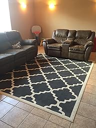 Amazon.com: Modela Collection Trellis Modern Area Rug Rugs (Navy Blue ...