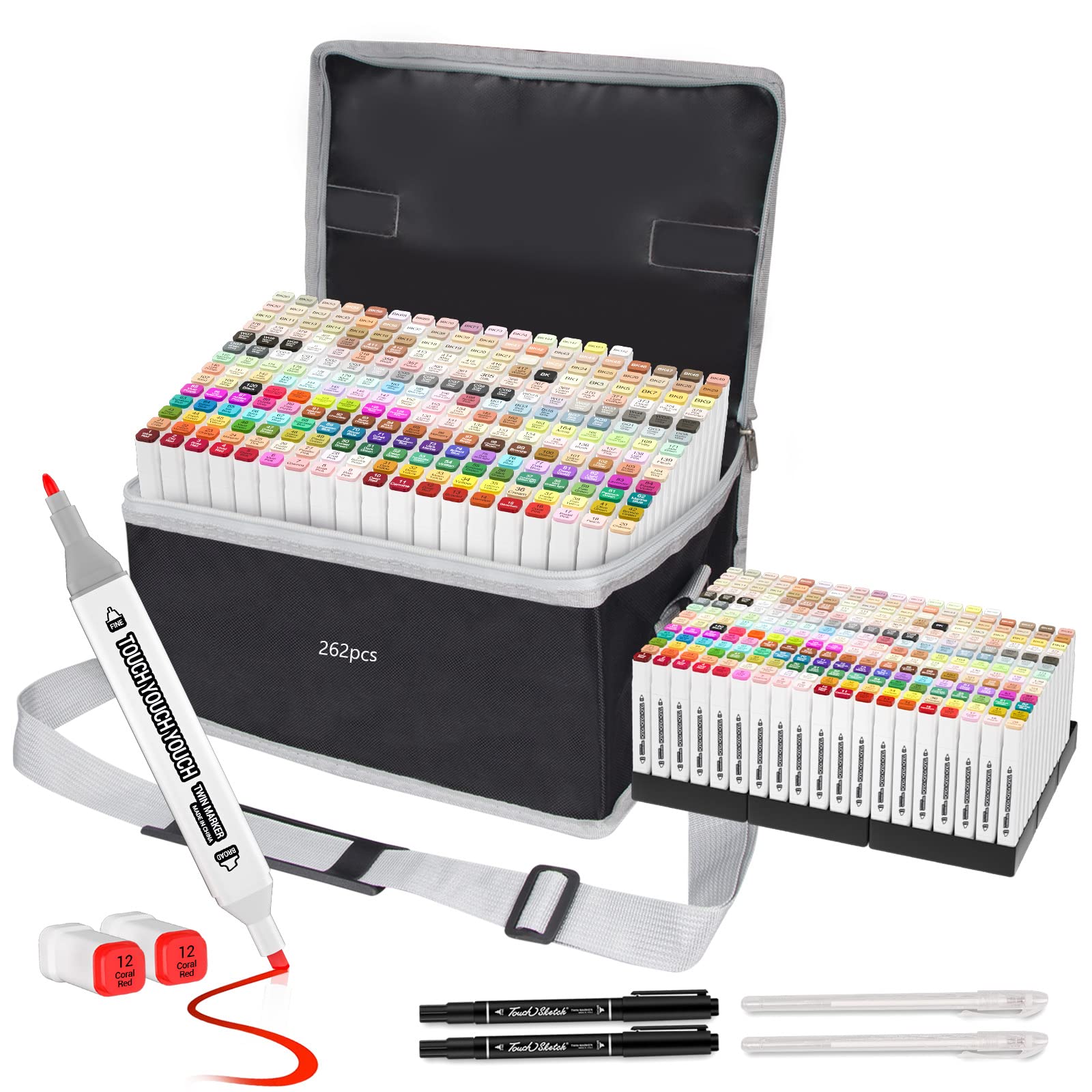 Banral 262 Colors Dual Tip Alcohol Based Markers, Twin Sketch Art ...