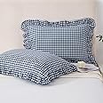 Amazon.com: Silnuo Navy Blue/White Plaid Ruffled Queen Size Pillow ...