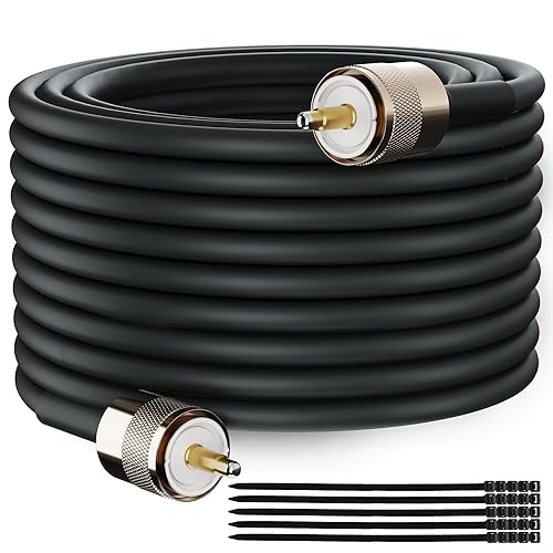 Elecan Ham Radio CB Coax Cable 50 Ohm RG58 Coaxial Cable 50 Ft, UHF ...