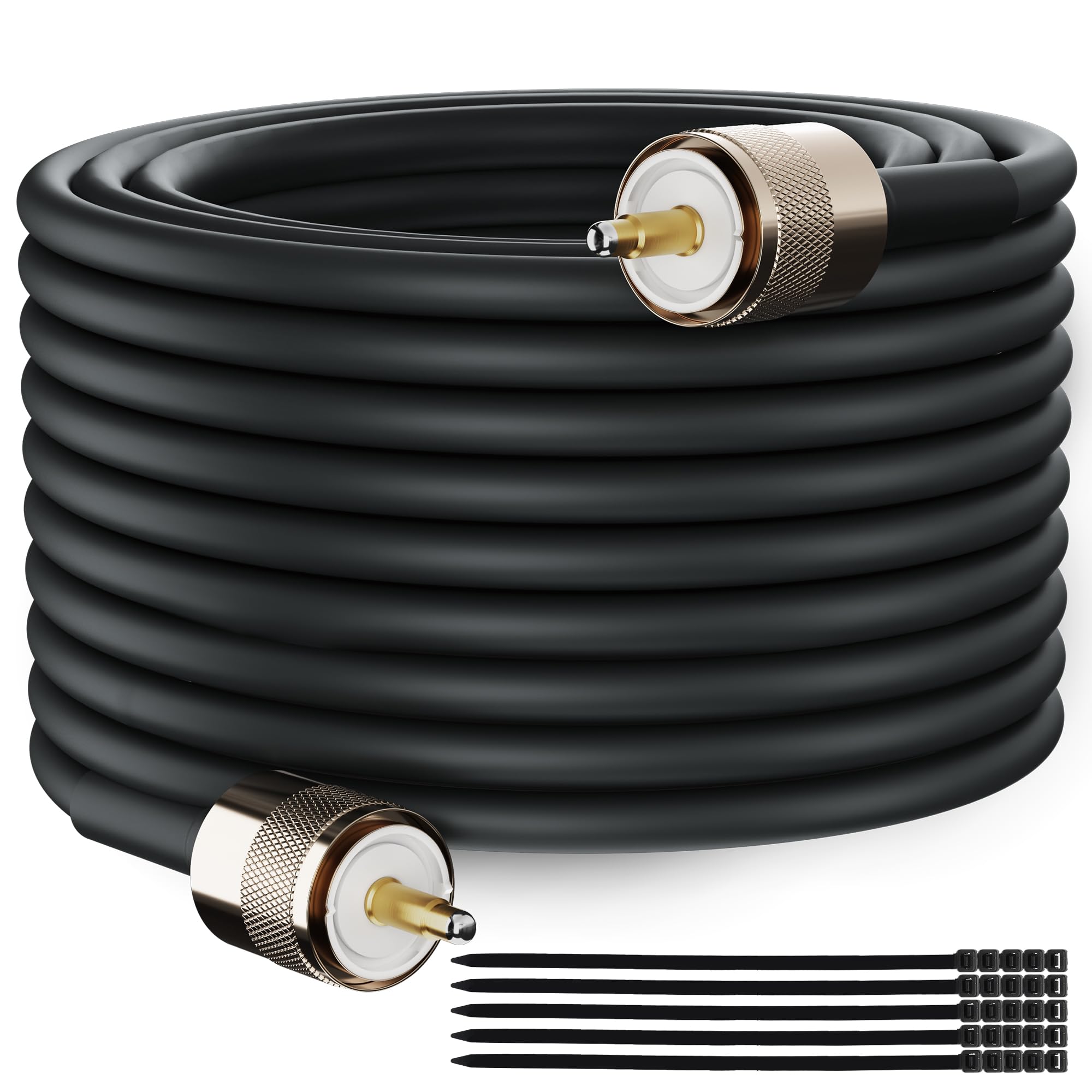 Elecan Ham Radio CB Coax Cable 50 Ohm RG8X Coaxial Cable 50 Ft, UHF ...