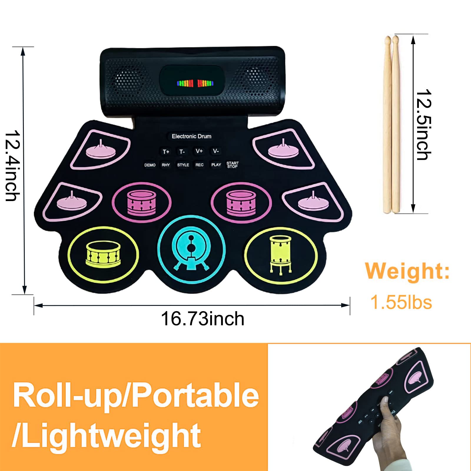 Mua Lamir Electronic Drum set for Kids 9 Drum Pads withRoll Up Drum Kit ...